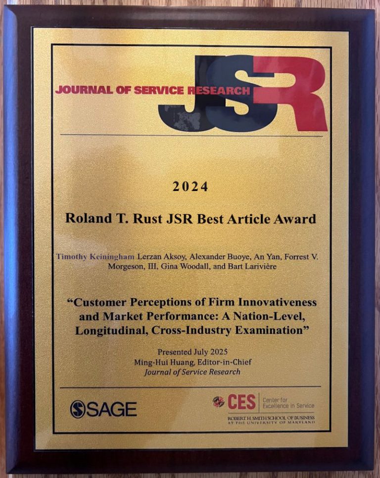 2024 Roland T. Rust JSR Best Article Award – SERVSIG